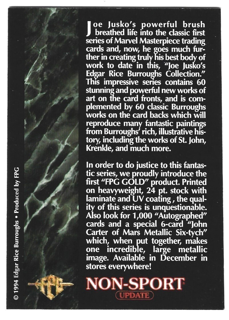 JOE JUSKO PROMO CARD EDGAR RICE BURROUGHS TARZAN & SABRETOOTH NSU FPG ...