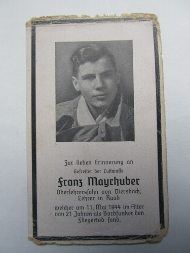 VERY RARE WWII German Death Card, DIED FLYER'S DEATH, WEARING FLIGHT ...