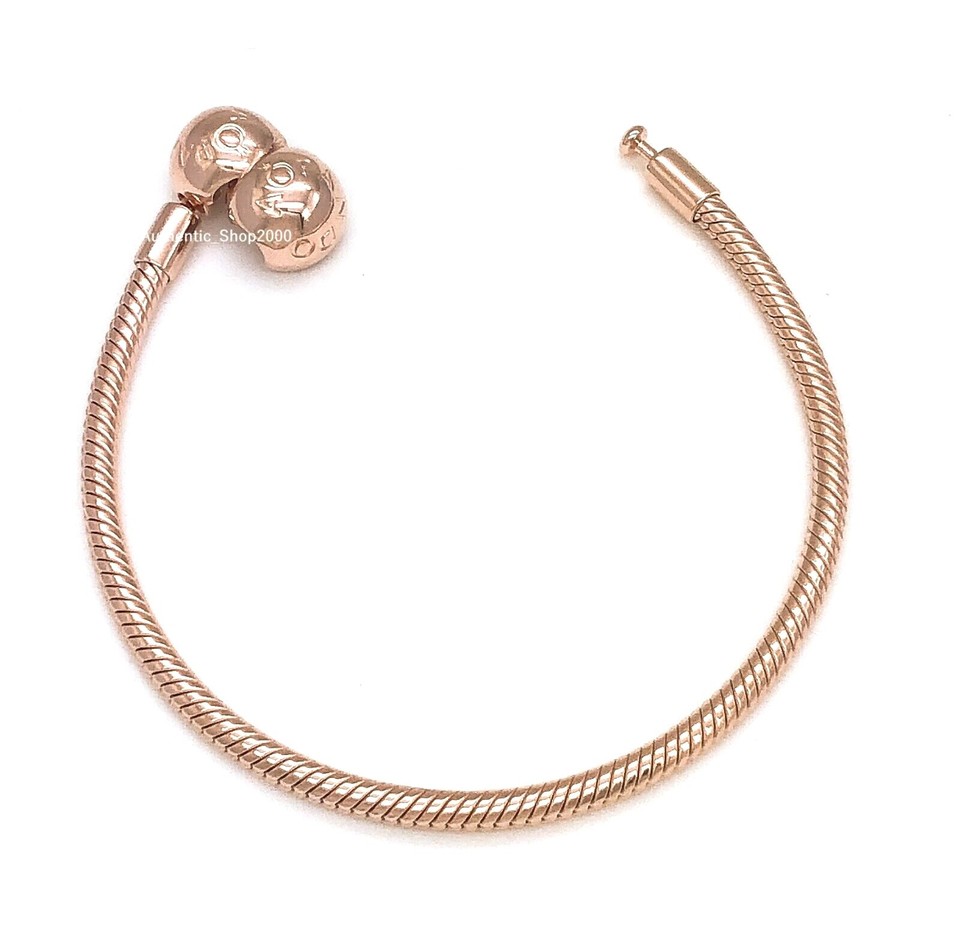 NEW Authentic PANDORA Rose 14K Gold Logo Clasp Moment Charm Bracelet ...