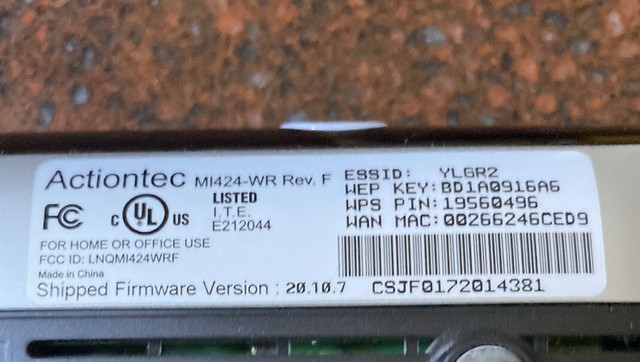 Actiontec Mi424wr Rev F Verizon FIOS Wireless N Broadband Router Modem ...