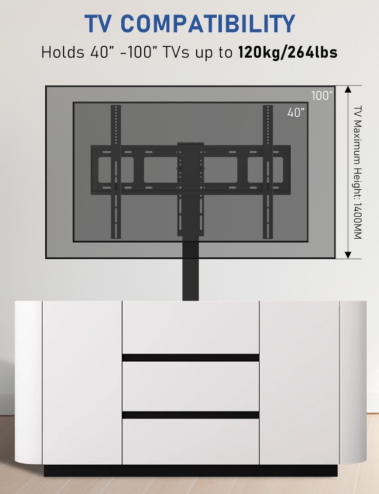40~100in Electric TV Lifting 150cm Stroke 120kg Load Large LED ...