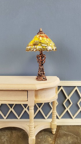 Dollhouse Lamp Non-Working Stained Glass Style Reutter Porcelain 1:12 ...