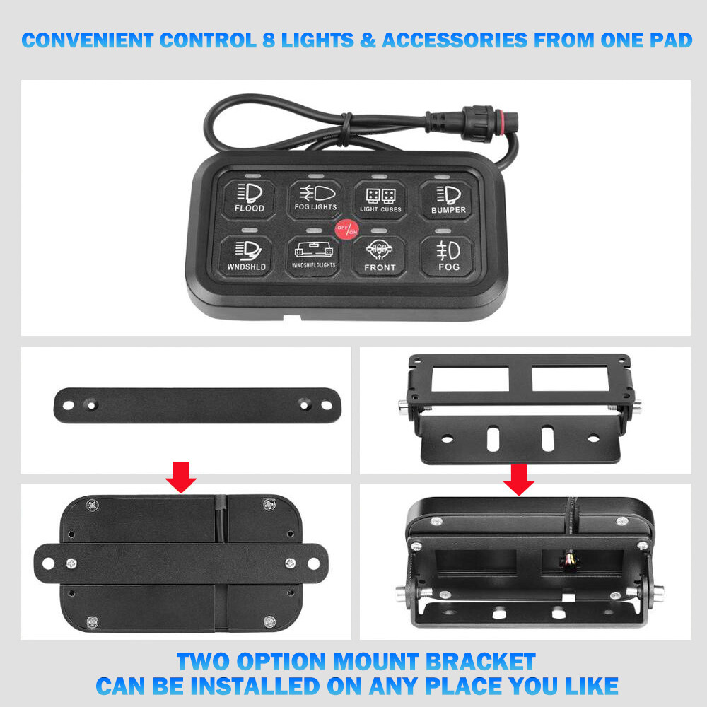 AUXBEAM 8 Gang Work Light Switch Control Relay System Panel For Marine ...