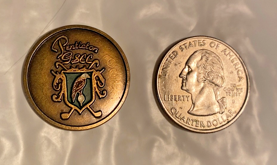 PENTICTON GOLF & COUNTRY CLUB, BC. 1"-coin style Ball Marker, Original ...
