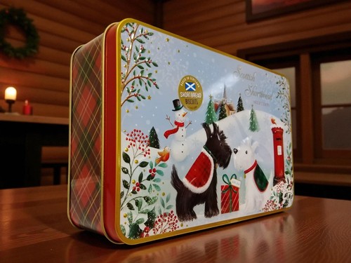 Luxury Scottish Shortbread Biscuit Tin 200g Festive Dogs Design Gift ...