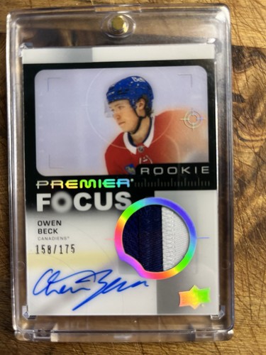 2023-24 Upper Deck Premier Focus Acetate Rookie Auto 3C Patch Owen Beck ...