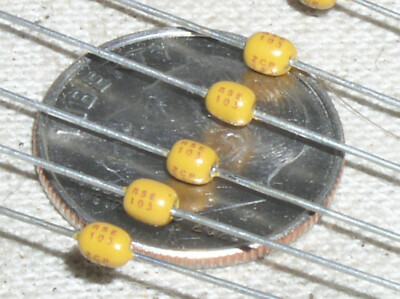 10 NEW AXIAL BEAD CERAMIC CAPACITOR .01UF .01 UF MFD 50 V 50V 10 NF 103 ...