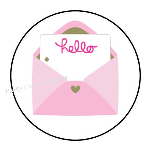 30 HELLO LETTER ENVELOPE SEALS LABELS STICKERS PARTY FAVORS 1.5" ROUND ...
