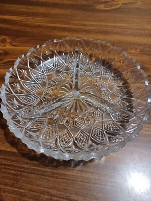 Vintage Jewelite 8” Pressed Glass Divided Serving Dish | eBay