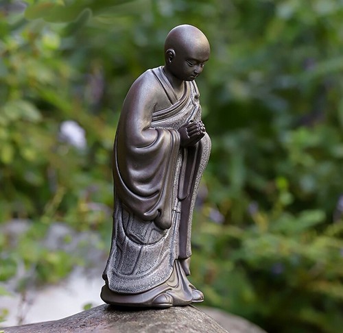 Porcelain Meditation Standing Monk Statue Buddhist Abbot Zen Figure ...