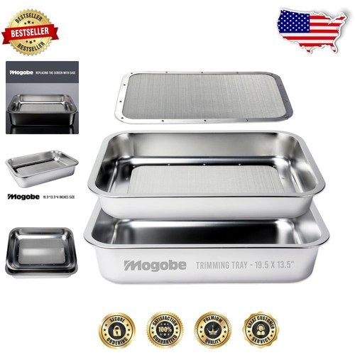 Modern Herb Trimming Tray 19.5" x 13.5" - Stainless Steel with 150 ...