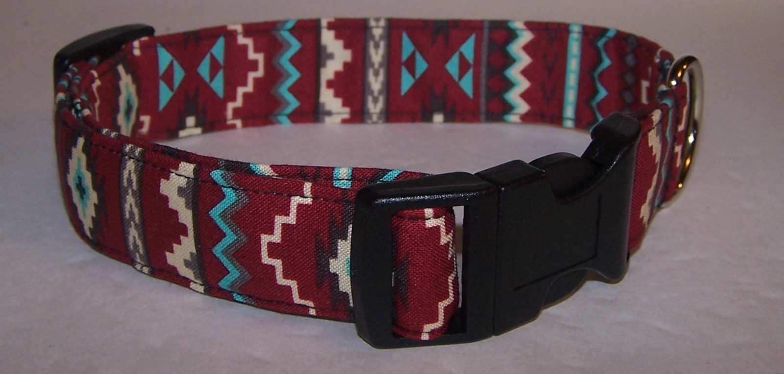 Wet Nose Designs Southwestern Aztec Burgundy & Turquoise Dog Collar ...