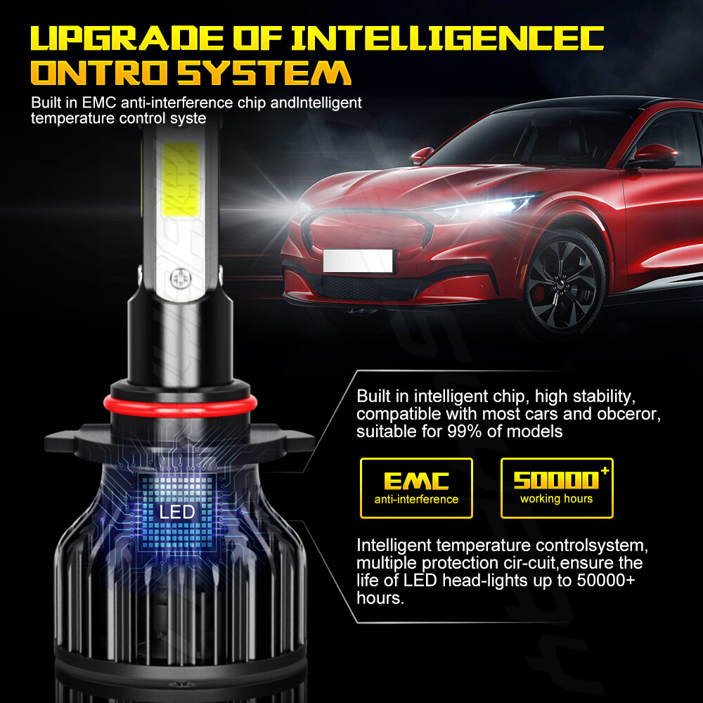 4 Side 9005 LED Headlight Super Bright Bulb Kit White 10000LM High/Low ...