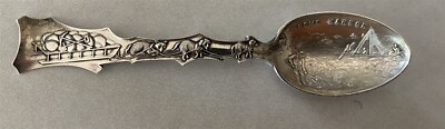 1910 Sterling Spoon Nome Alaska Dog Sled Handle w/Miners' sled Gold ...