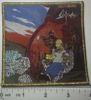 Sodom Homer Agent Orange Gold Metallic Border Metallic Threading Woven ...