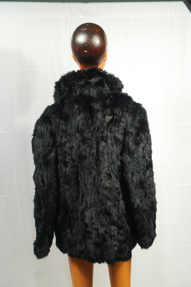 Vintage Black Rabbit Fur Jacket Coat | eBay