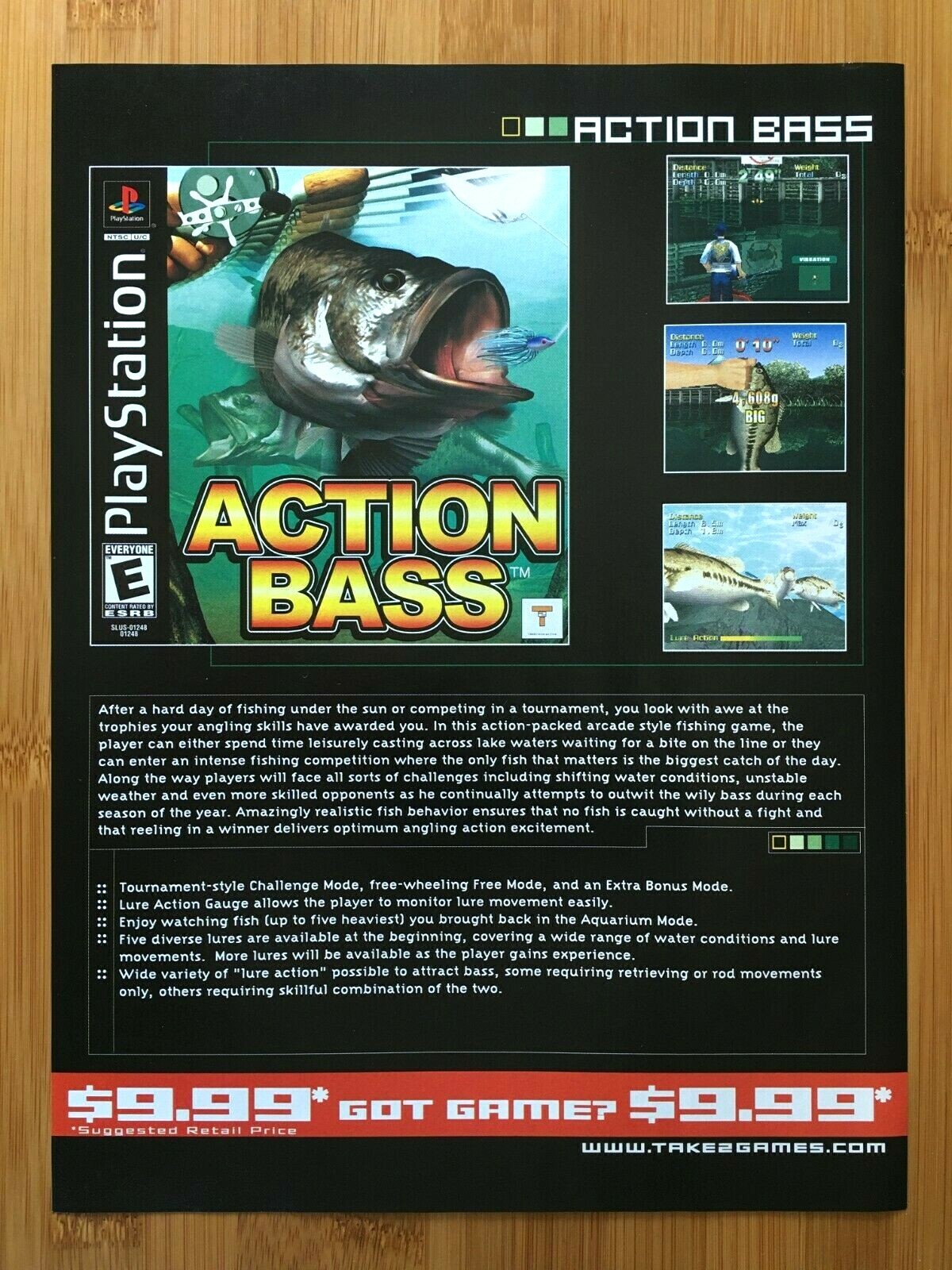 Action Bass PS1 Playstation 1 2000 Print Ad/Poster Official Game ...