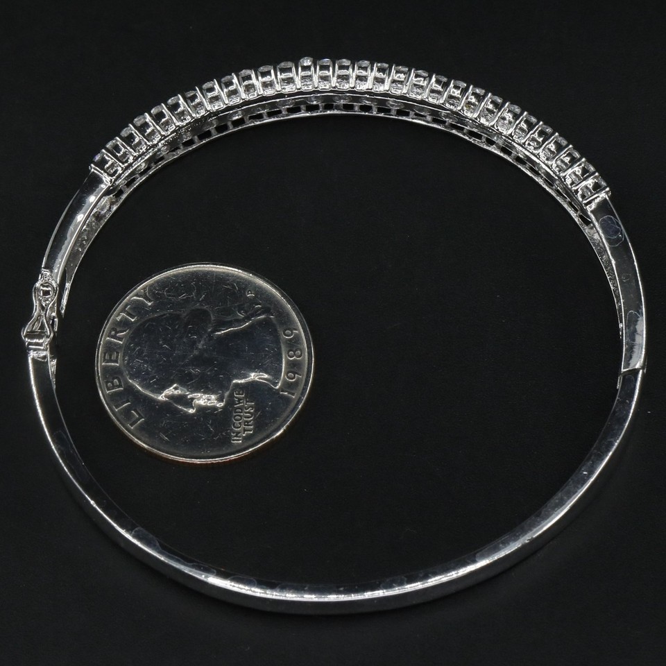 Sterling Silver RSE ROBERT SEEMAN Channel-Set White CZ 7" Bangle ...
