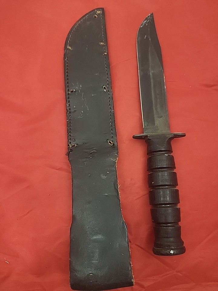 US CAMILLUS Mark 2 MK2 Military Fighting Combat Knife, W/Leather Sheath ...