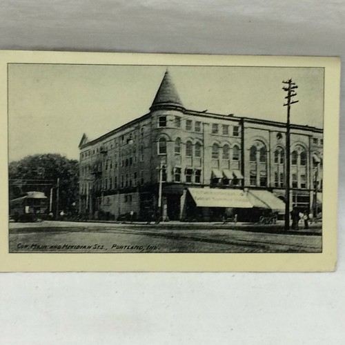 Vintage Postcard Portland Indiana Corner Of Main And Meridian Street ...
