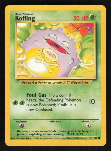 Pokemon Base Set #51/102 Koffing Card TCCCX A | eBay