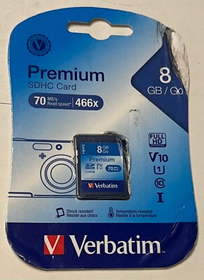 VERBATIM PREMIUM SDHC Memory Card 466X 8GB 96318 | eBay