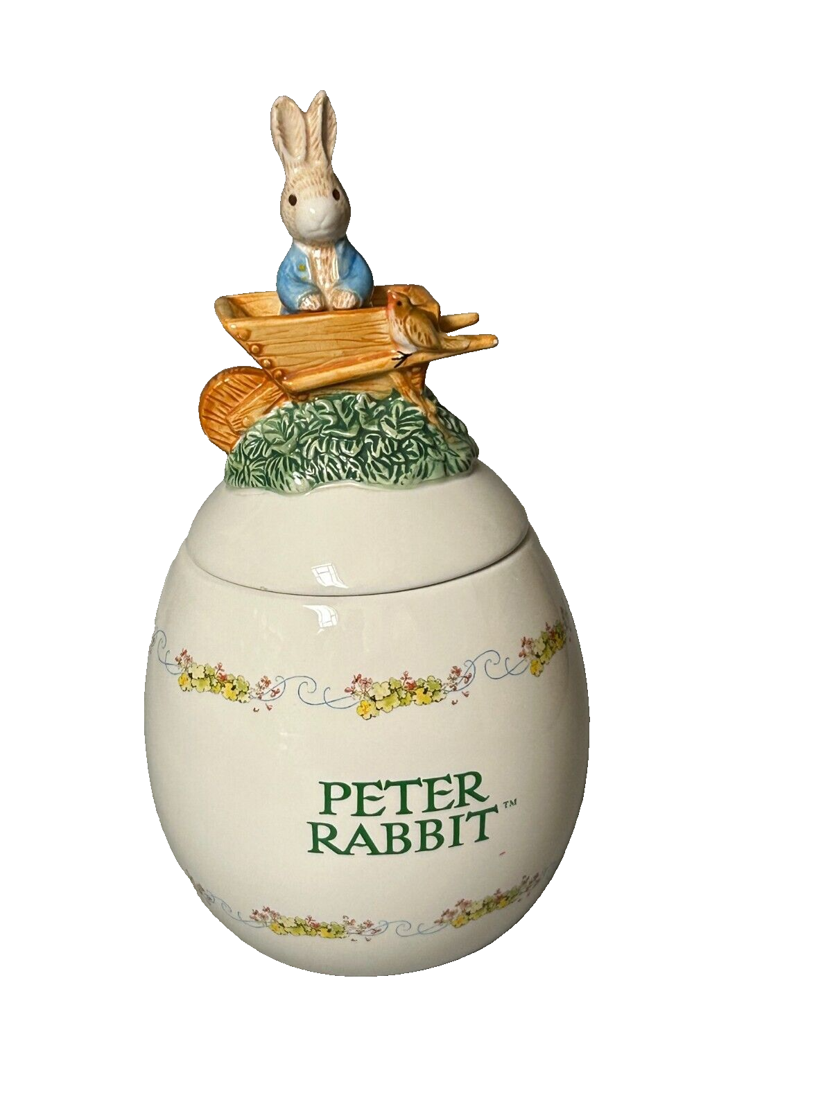 2003 Peter Rabbit Ceramic Egg Shaped Jar Teleflora Beatrix Potter ...