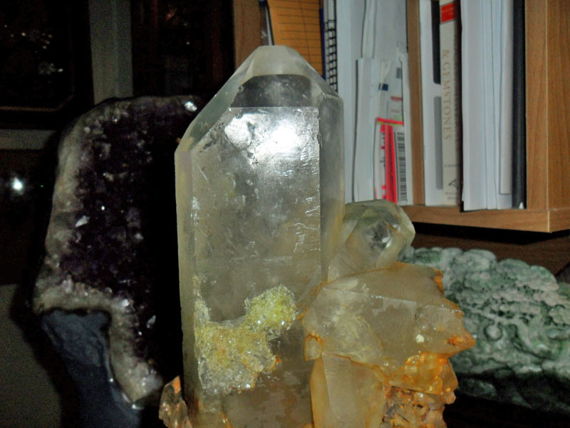 Crystal Cluster with Massive Point on a Wooden Base Exceptionally a ...