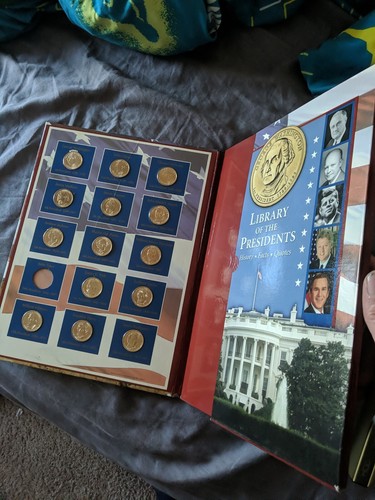 U.s. Presidential Dollars Coin Collectors Book Album With 17 Gold ...