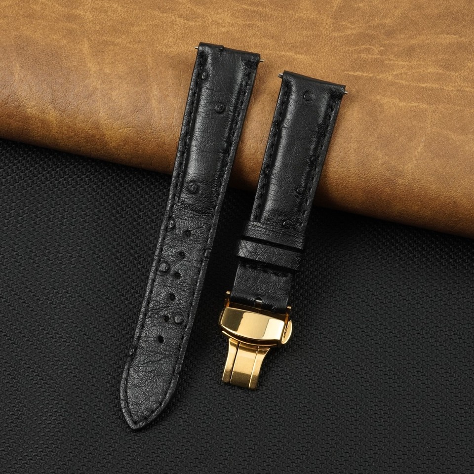 Ostrich Leather Watch Strap Men Real Ostrich Wrist Band Deployment ...