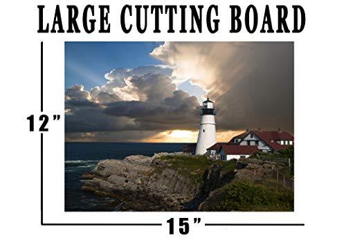 Ocean Beach Lighthouse Kitchen Glass Cutting Board Barn Decorative Gift ...