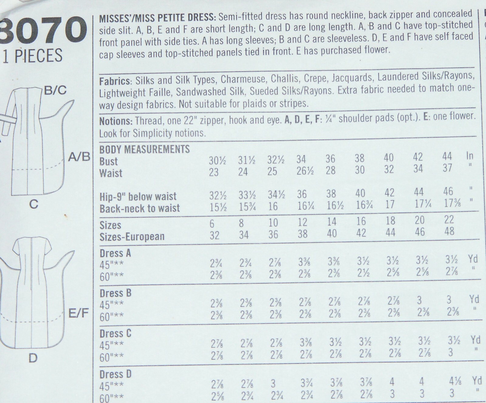 Simplicity 8070 Wrap Bottom Dress Sewing Pattern Size 12-16 for sale online | eBay