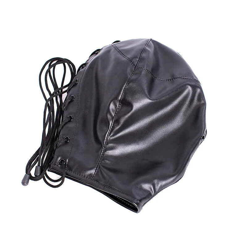 Soft PU Leather Full Covered Head Hood Mask Nose Holes Blindfold ...