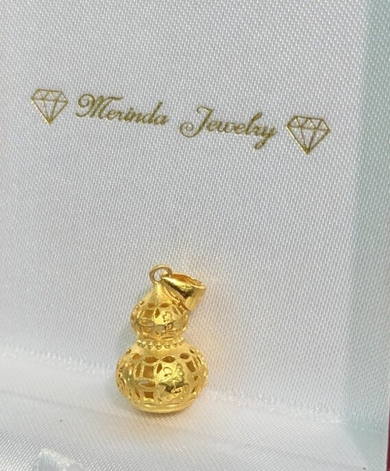 24k Pure Gold Lucky Hulu Gourd Charm/ Pendant. Luck, Prosperity, Good ...