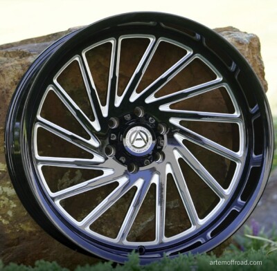 4x 24x12 Artem Offroad A205 Curvus Wheels Gloss Black Milled 6x135 Ford ...