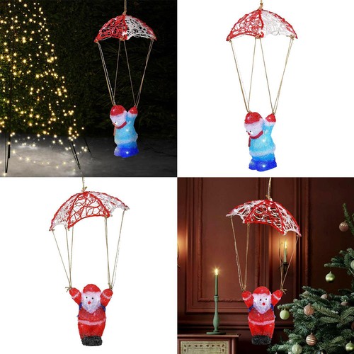 HANGING ACRYLIC PARACHUTE SANTA/SNOWMAN CHRISTMAS XMAS INDOOR OUTDOOR ...