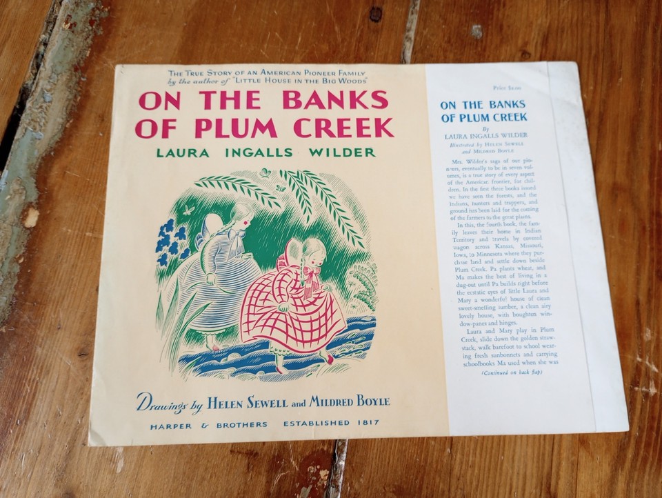 LAURA INGALLS WILDER On The Banks Of Plum Creek 1937 UNUSED DUST JACKET ...