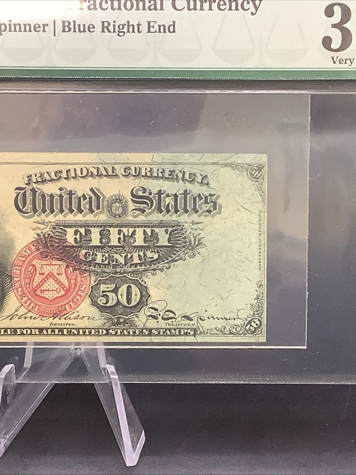 50 Cent FR#1376 Fractional Currency 4th Issue Note PMG VF 30 Blue Right ...