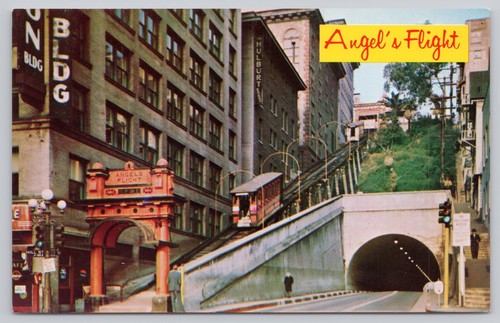 Angel's Flight Funicular Postcard Los Angeles California Vintage City ...
