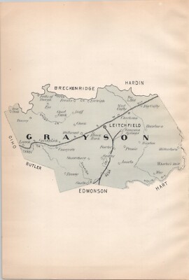 GRAYSON County KENTUCKY Antique Map 1895 | eBay