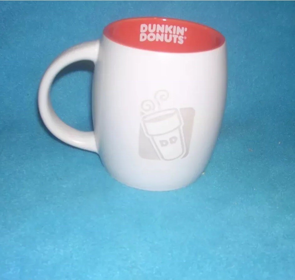 Dunkin' Donuts Coffee Mug Logo Engraved in White/ Bone color and Orange ...