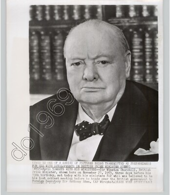 BRITISH Prime Minister WINSTON CHURCHILL Grumpy Headshot VTG 1955 Press ...