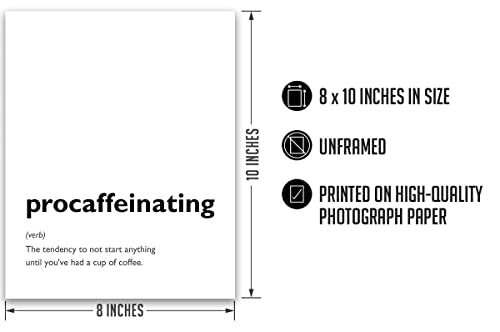 Procaffeinating Definition Wall Art Funny Gift For Coffee Lovers ...