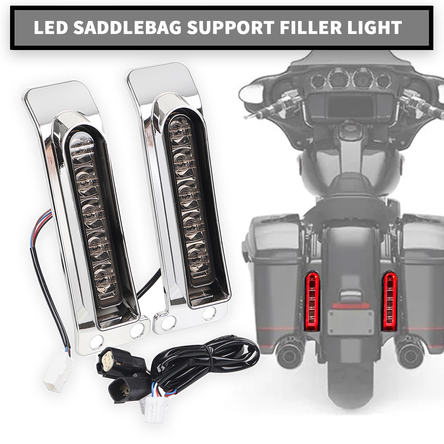 Left & Right LED Saddlebag Support Filler Lights For Harley FLTRU FLHTK ...