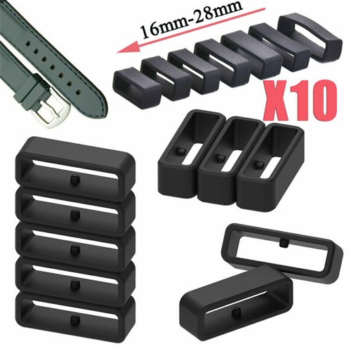 10x Silicone Rubber Watch Strap Band Keeper Holder Hoop Loop Ring ...