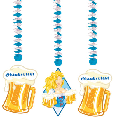 BAVARIAN OKTOBERFEST PARTY SET 3 HANGING DECORATIONS GERMAN BIERKELLER ...
