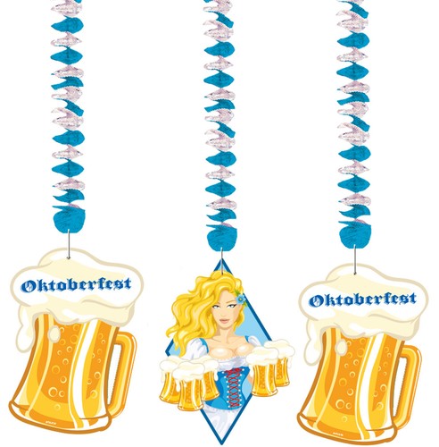 BAVARIAN OKTOBERFEST PARTY SET 3 HANGING DECORATIONS GERMAN BIERKELLER ...