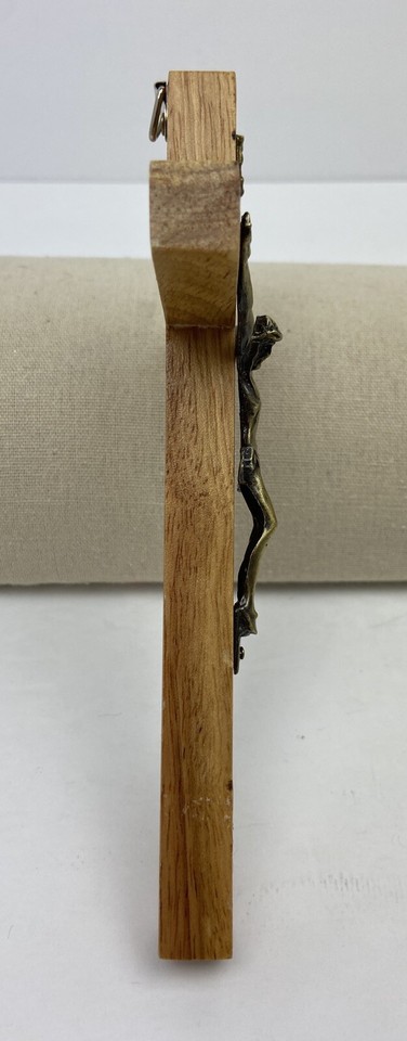 CRUCIFIX Brass Jesus on Wooden Cross INRI 6-3/4" x 3-1/2" Wall Hanging ...