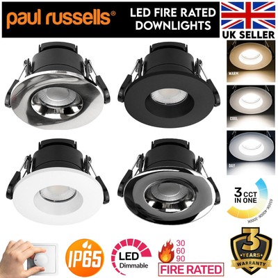 LED Recessed Fire Rated CCT3 Down Lights Dimmable Spotlights IP65 ...