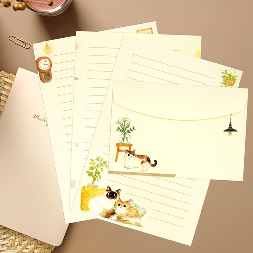 36 PCS Writing Paper and Envelopes Set, Warm Cute Cat Themed Stationary ...